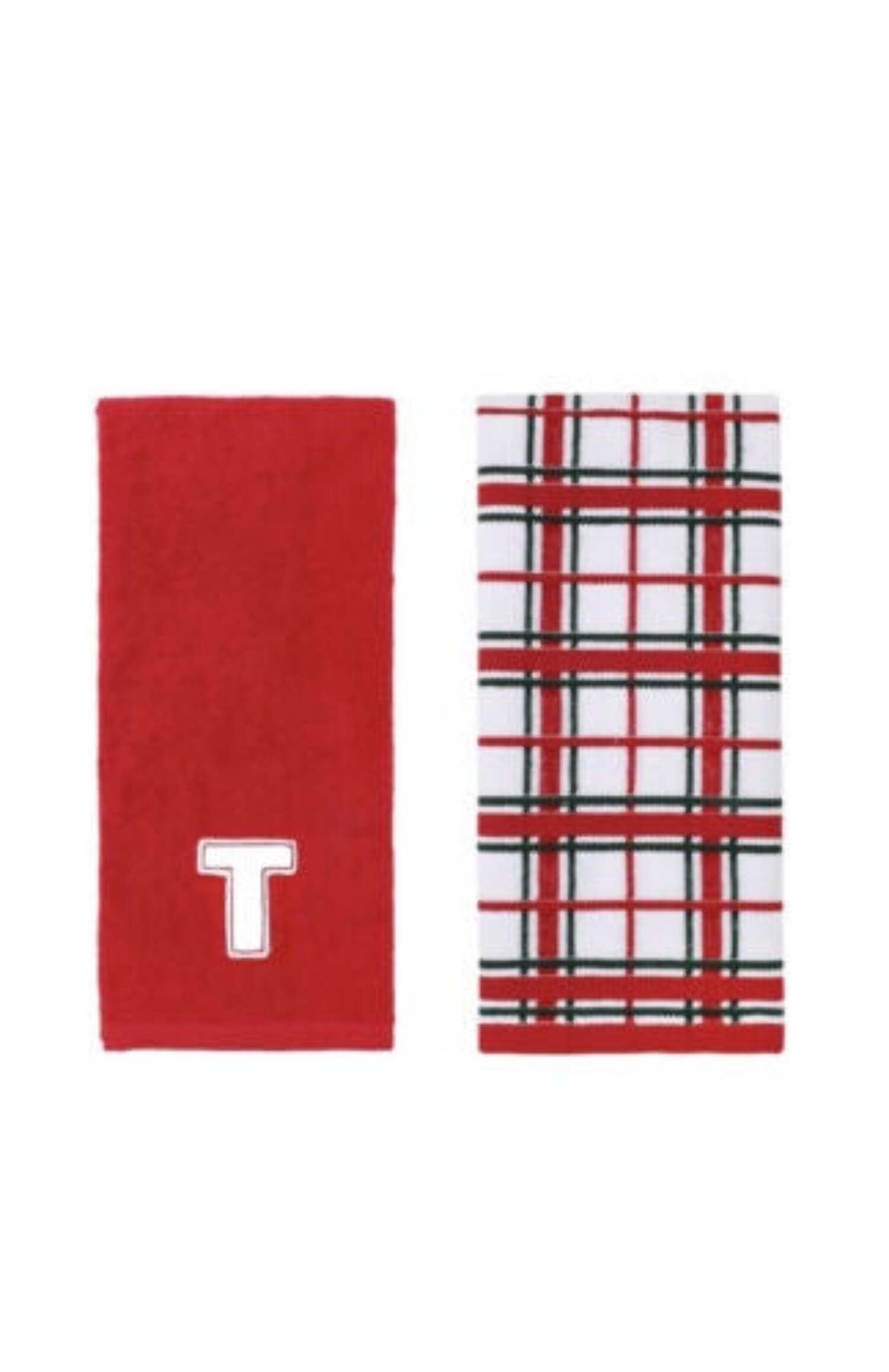 St. Nicholas Monogrammed Christmas Hand Towels "T" Set of 2 - Walmart.com