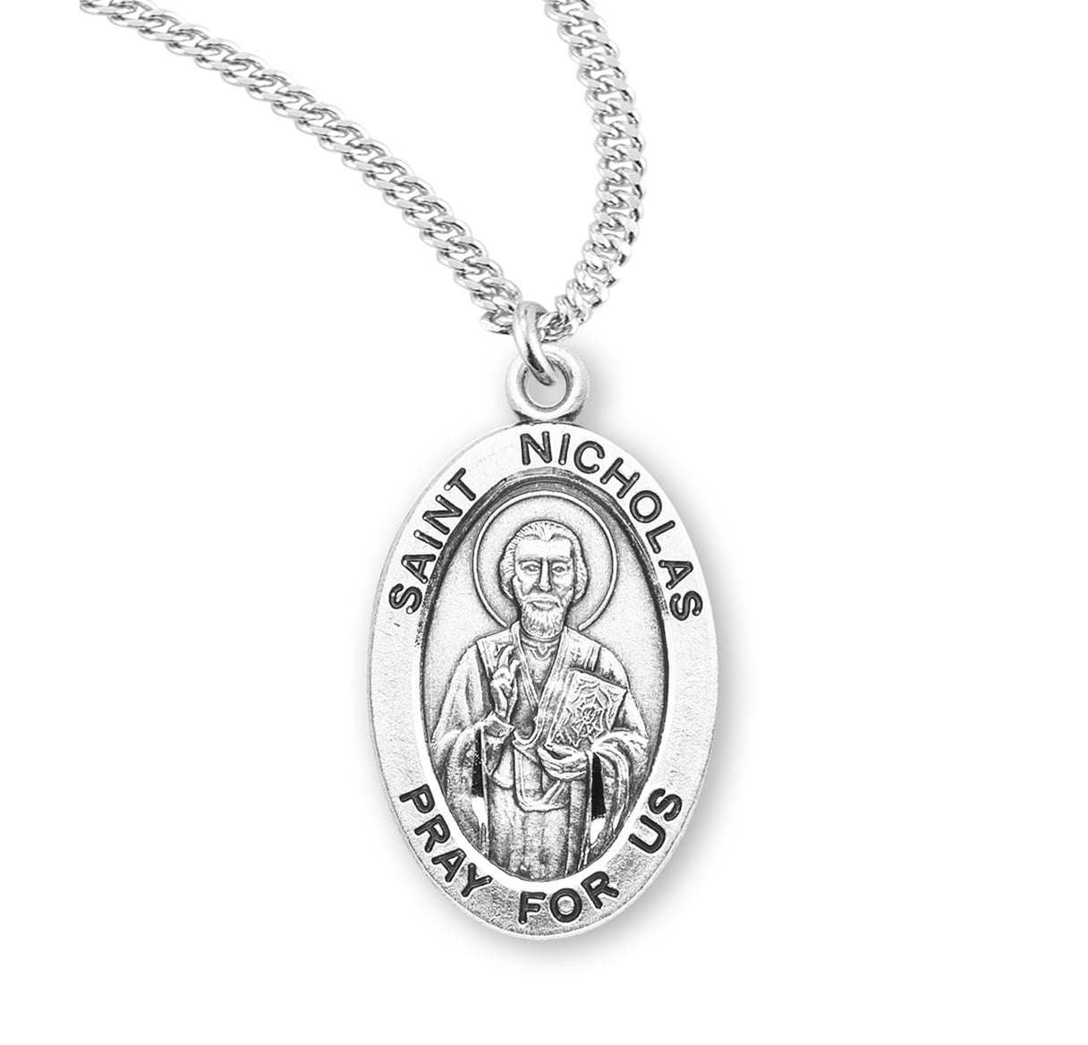 St. Nicholas Sterling Silver Medal Necklace - Walmart.com