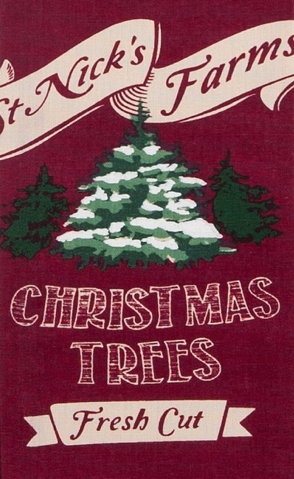 St Nicks Farms Fresh Cut Holiday Trees 28 Inch Printed Kitchen Tea ...
