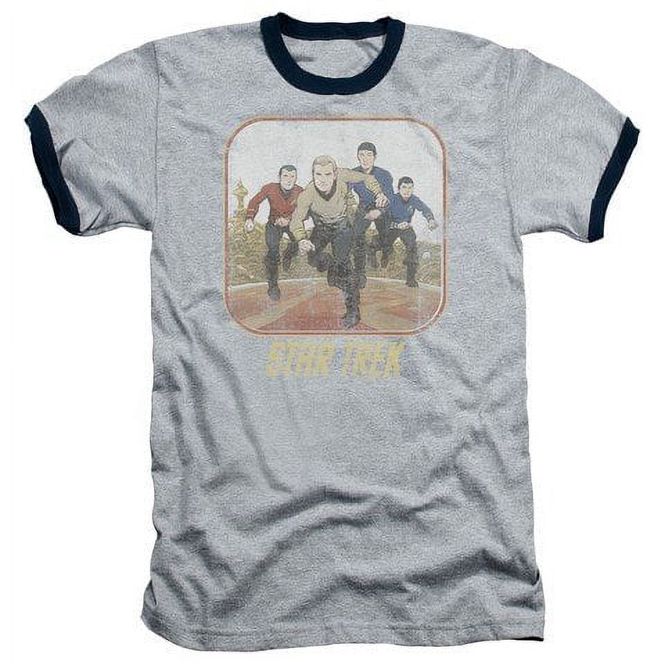 Trevco st Original-Running Cartoon Crew - Adult Tee - Heather & Navy ...