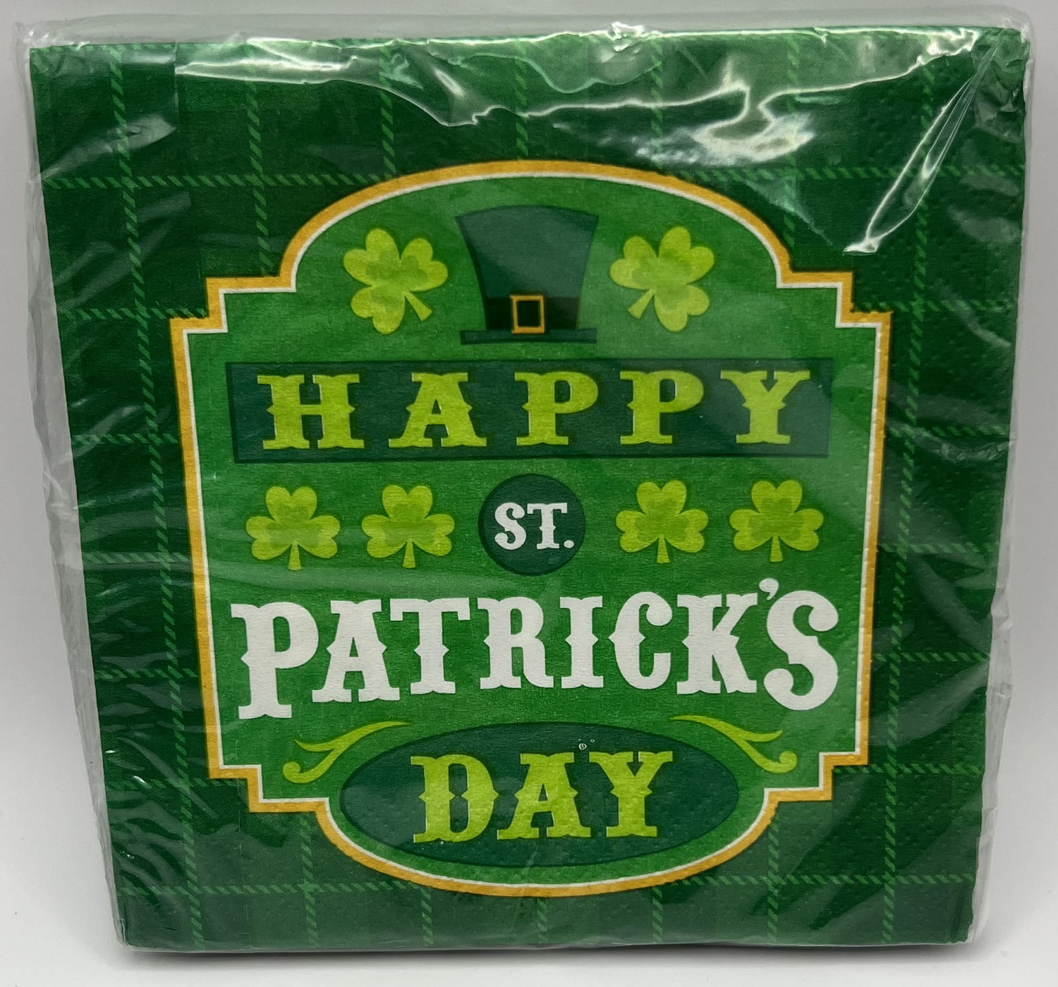 St. Paddy's Day Plaid Patrick's Clover Shamrock Party Paper Beverage ...