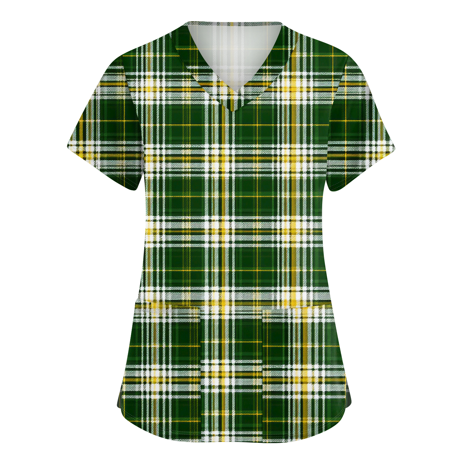 St Paddys Day Scrubs Tops for Women Shamrock Short Sleeve Green Party ...