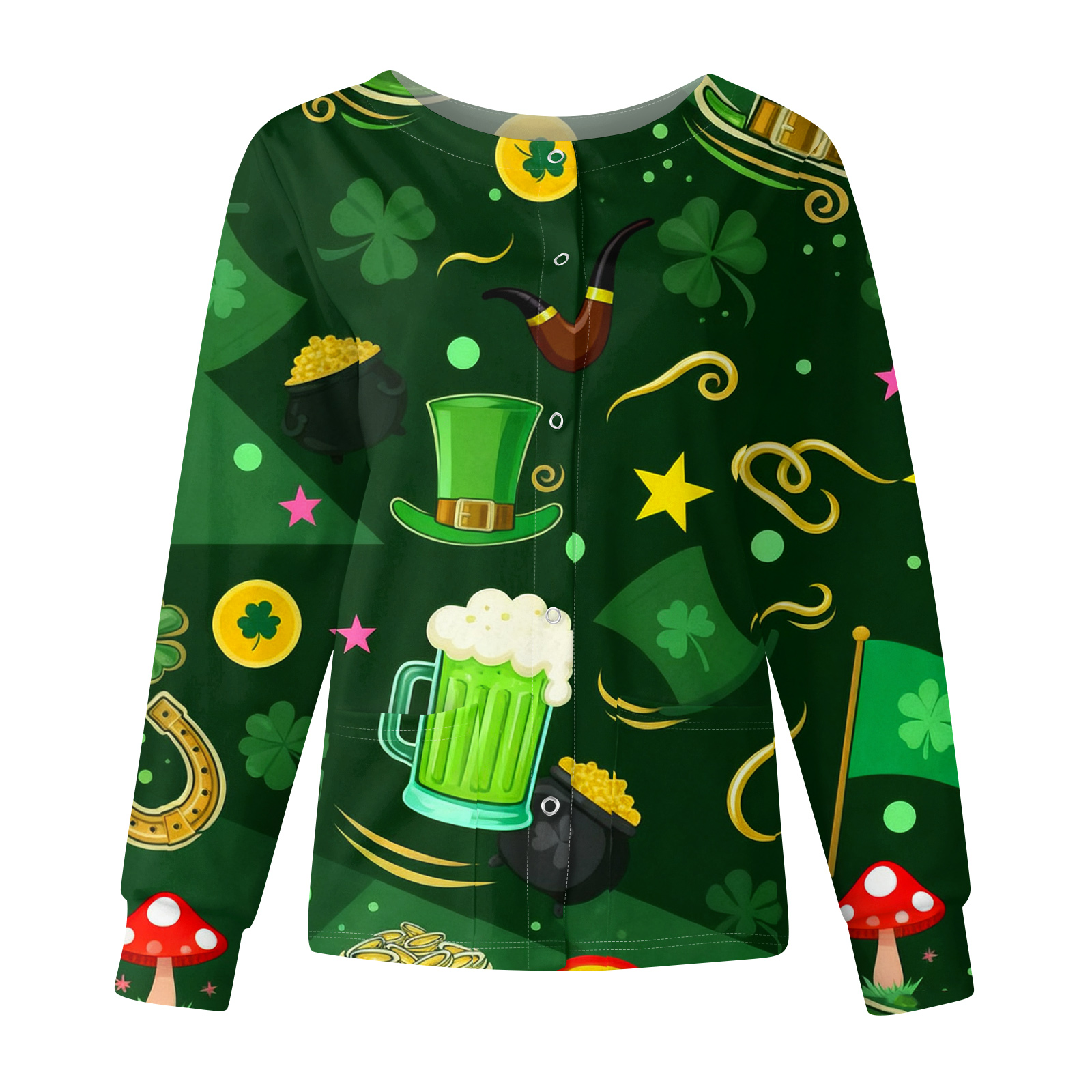 St Paddys Day Scrubs for Women Irish Themed Long Sleeve Shamrock Scrub ...