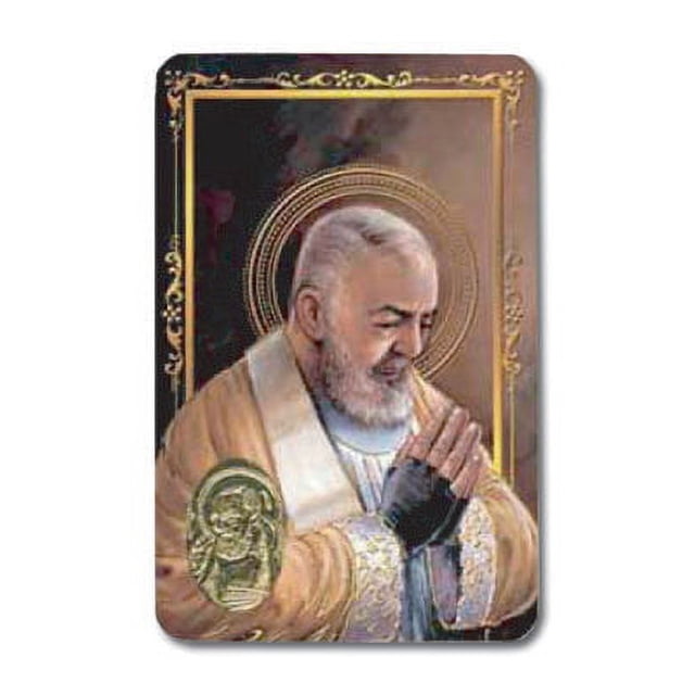St. Padre Pio Laminated Catholic Prayer Holy Card with Medal and Prayer ...