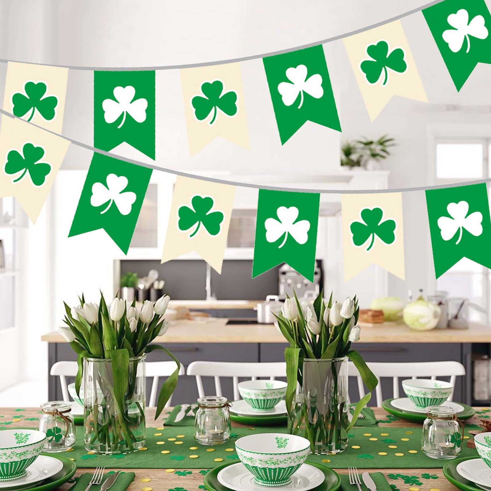St. Patric Day Hanging Flag Banner Style Triangle Flag Monogram Irish ...