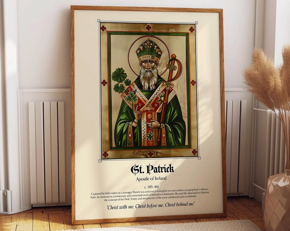St. Patrick Apostle Of Ireland Wall Art – Shamrock Christian Missionary ...