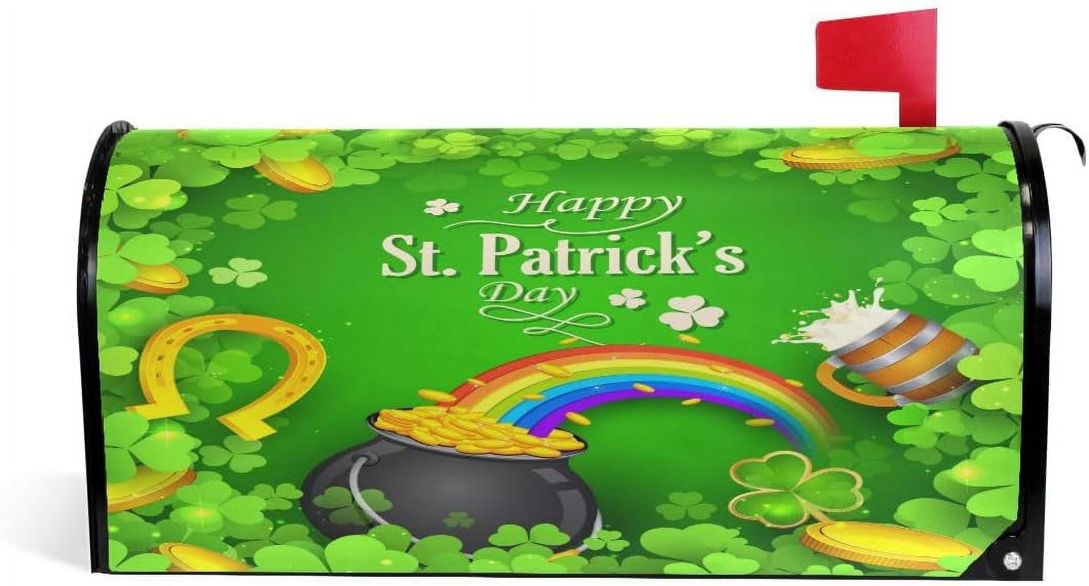 St Patrick Day Clover Magnetic Mailbox Cover Mailbox Wrap Post Letter ...