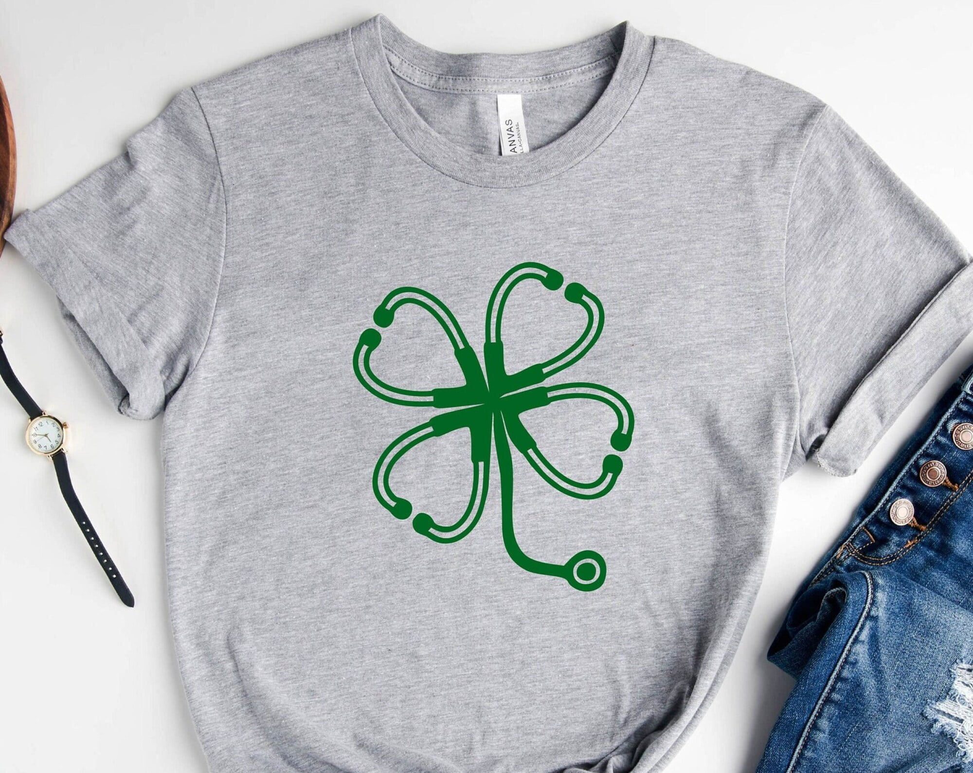 St Patrick Day Tee One Lucky Nurse Shirt Stethoscope Shirt Nursing St ...