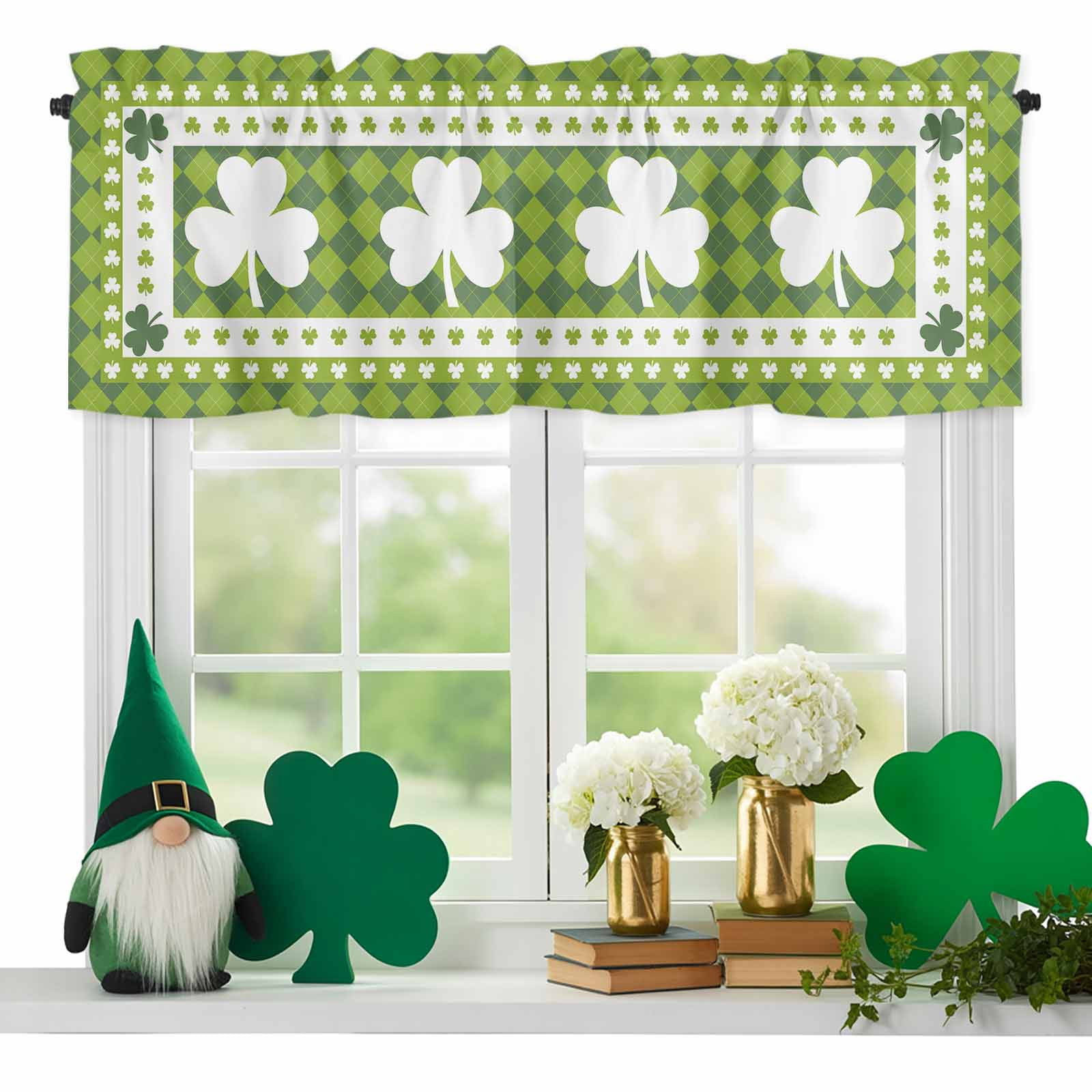 St. Patrick Valance Curtain for Windows Lucky Shamrock Rod Pocket ...