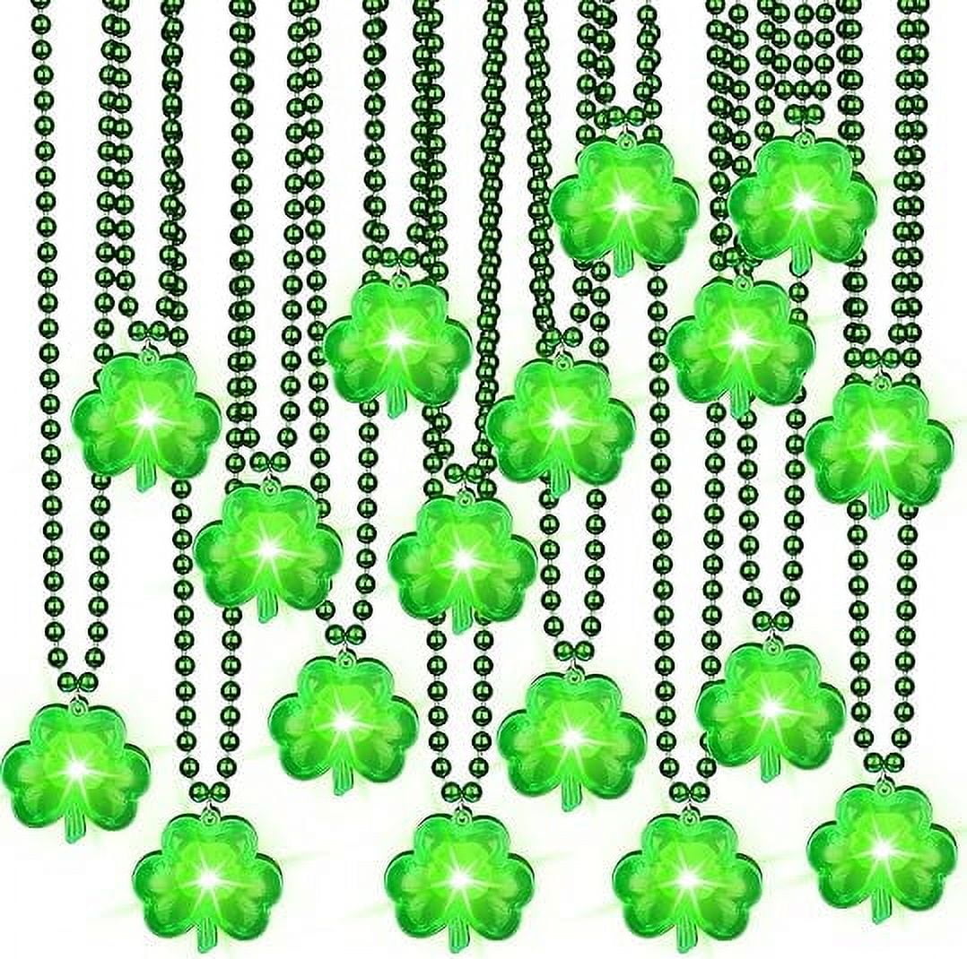 St. Patrick's Day Accessories Green Light up Shamrocks Necklaces St ...
