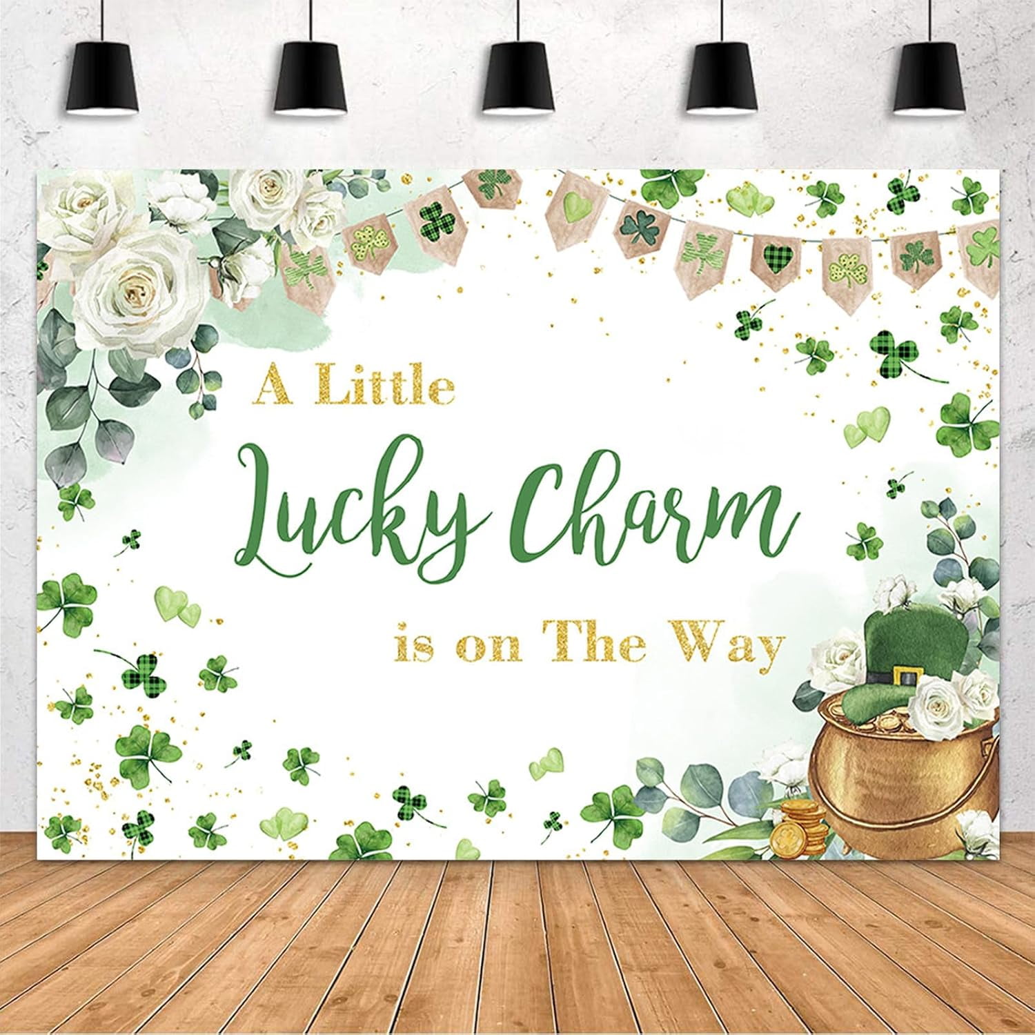 St. Patrick's Day Baby Shower Backdrop St. Patrick's Lucky Charm Baby ...