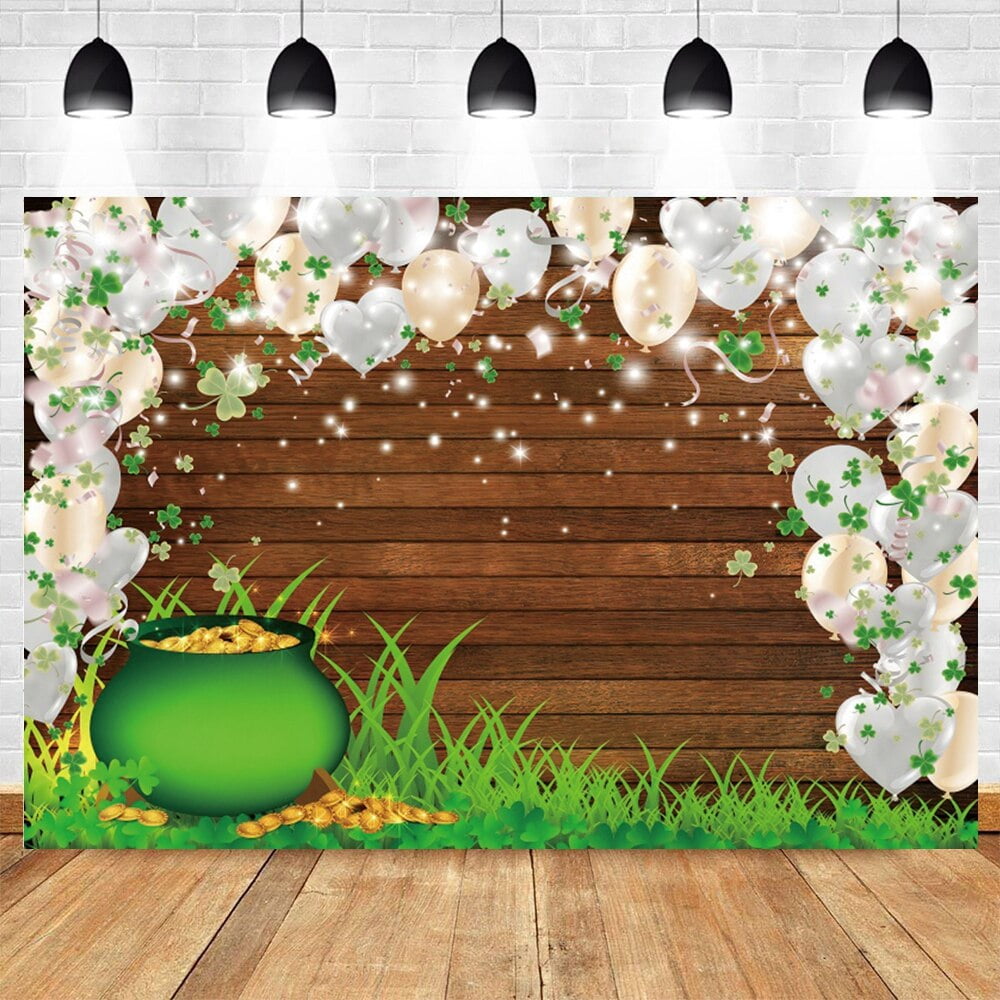 St. Patrick's Day Backdrop Spring Green Hat Cauldron Lucky Clover ...