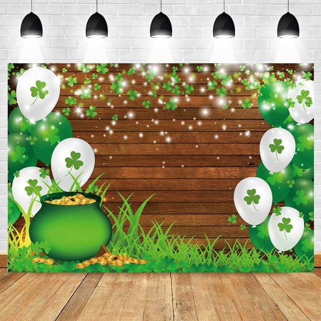 St. Patrick's Day Backdrops Wood Spring Irish Green Lucky Shamrocks ...