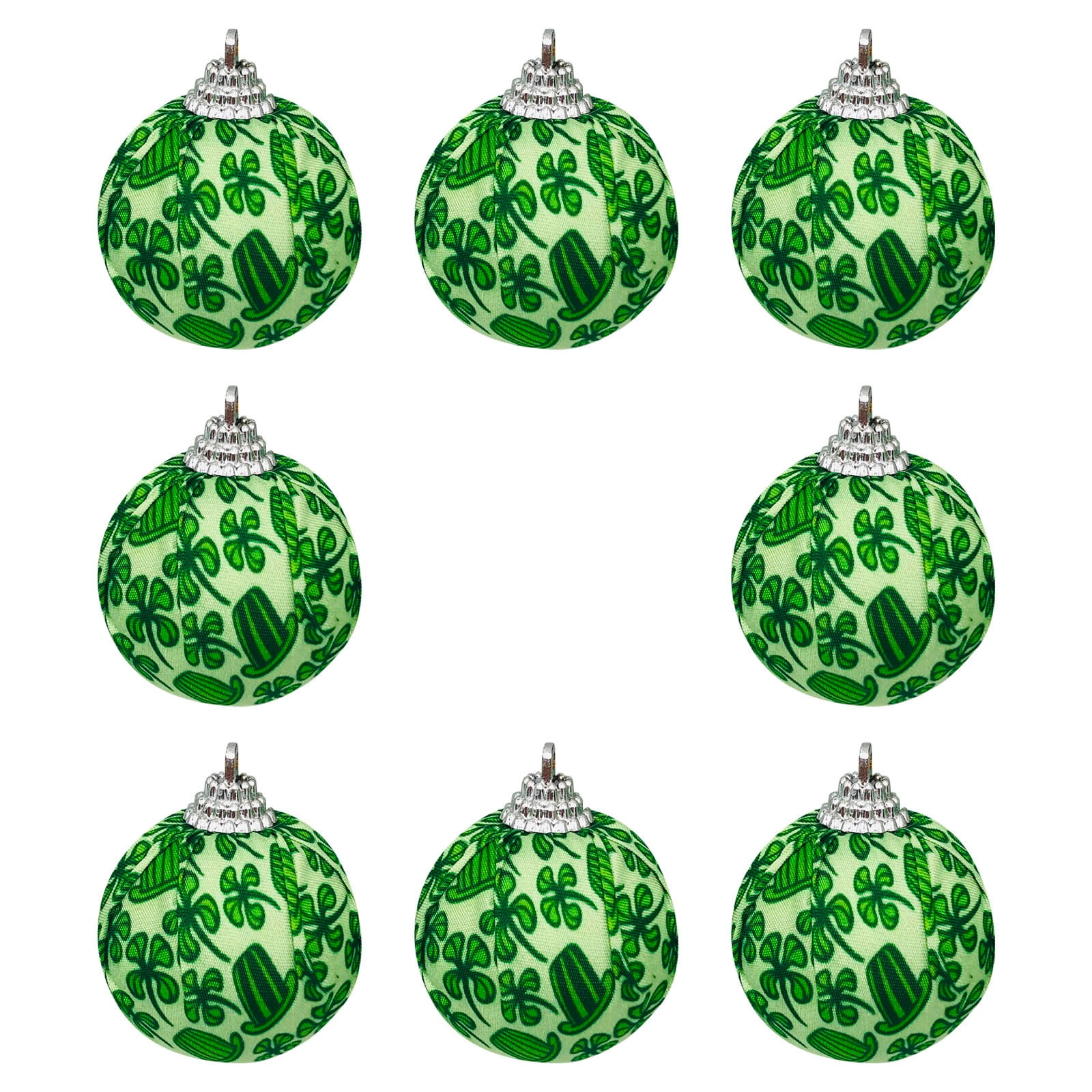 St. Patrick's Day Ball Ornaments, 8PCS Green Shamrocks and Fabric ...