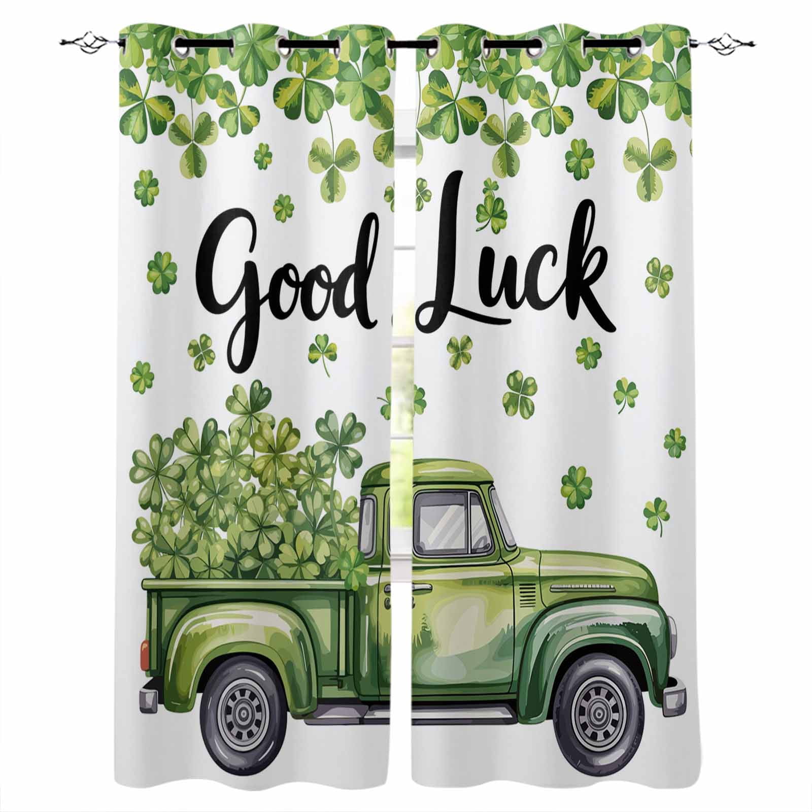 St Patrick's Day Black Out Curtains 84 Inch Long for Living Room, Green ...