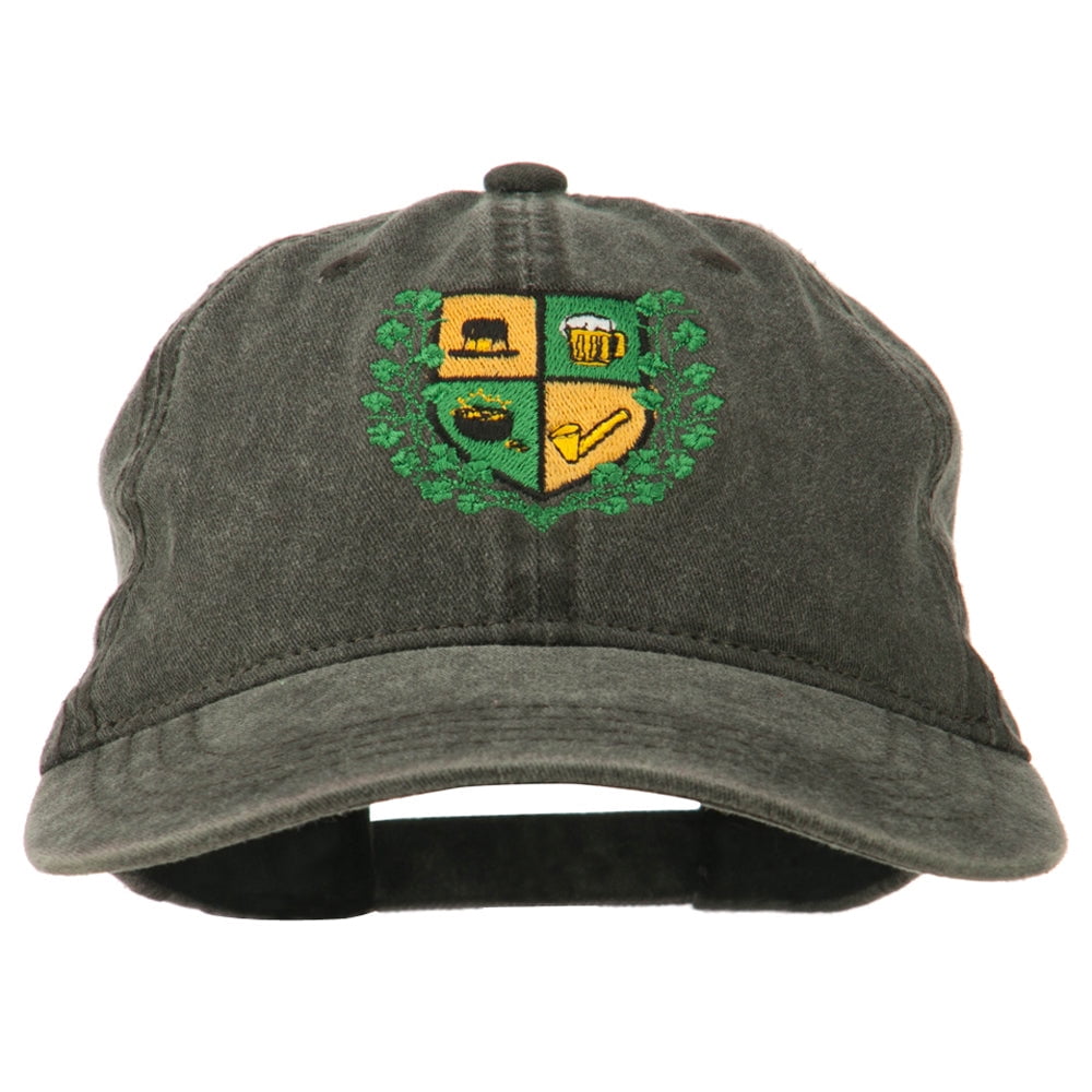 St Patrick's Day Crest Embroidered Washed Cap - Black OSFM - Walmart.com