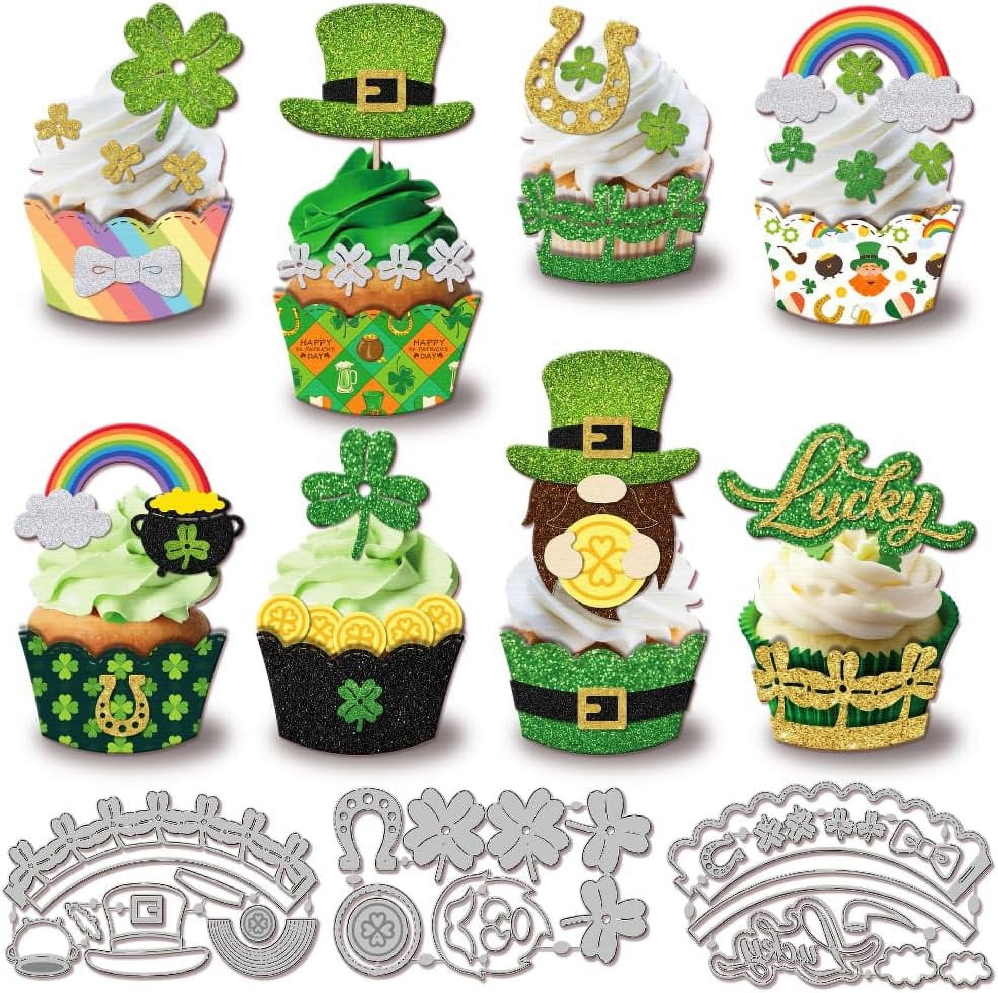 St. Patrick's Day Cupcake Cutting Dies Metal 3D Cupcake Wrappers ...