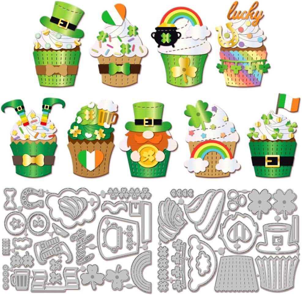 St. Patrick's Day Cupcakes Cutting Dies Metal St. Patrick's Day Dessert ...