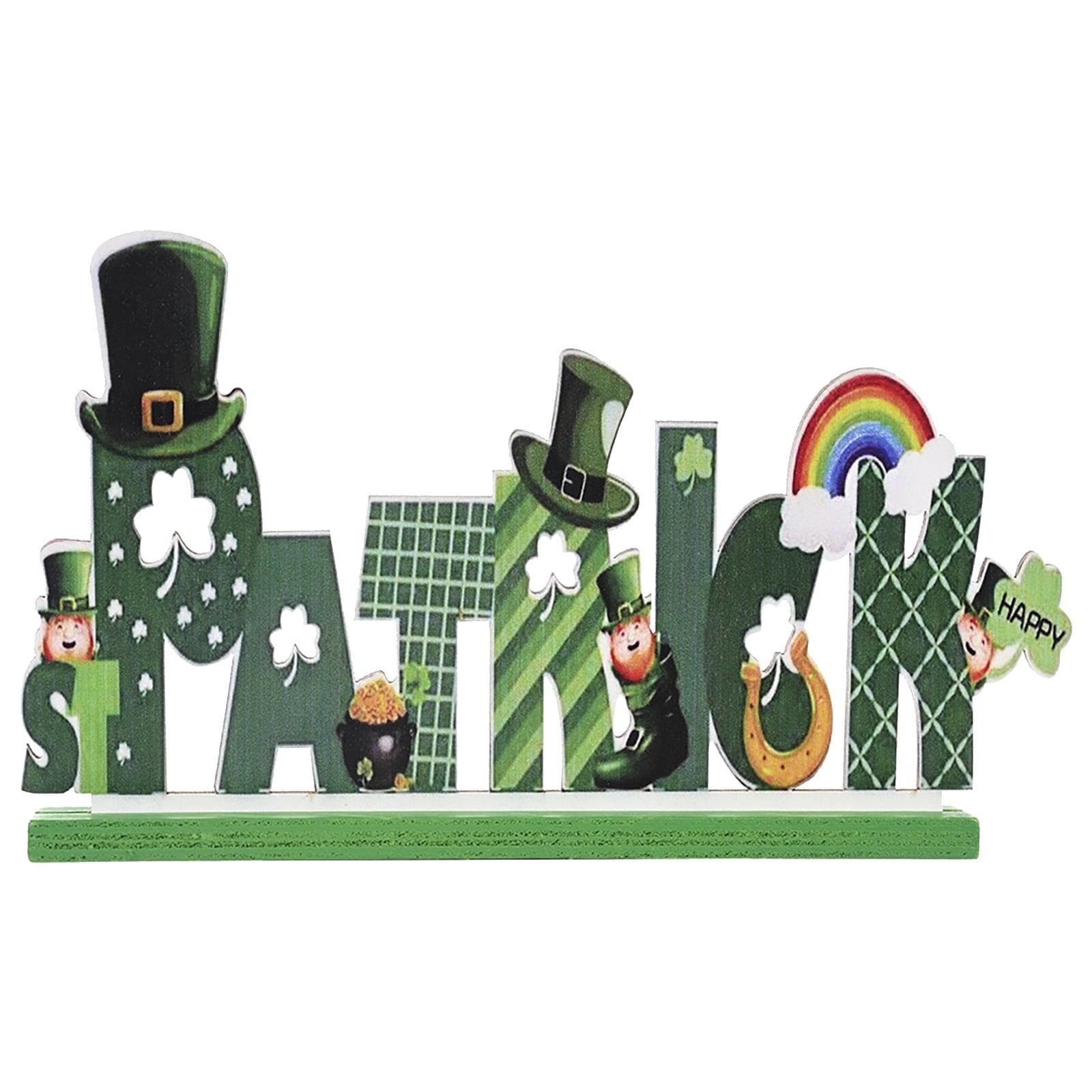 St. Patrick's Day Deal Day Wooden Ornament Creative Green Leaf Festival ...