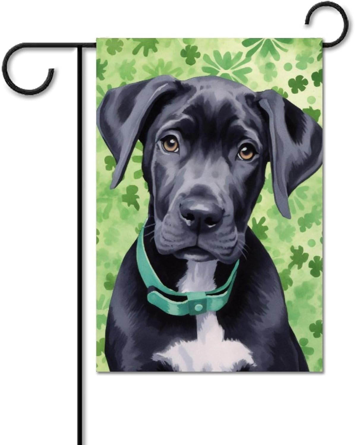 St Patrick's Day Dog Garden Flags Black Great Dane Puppy Flag Double ...