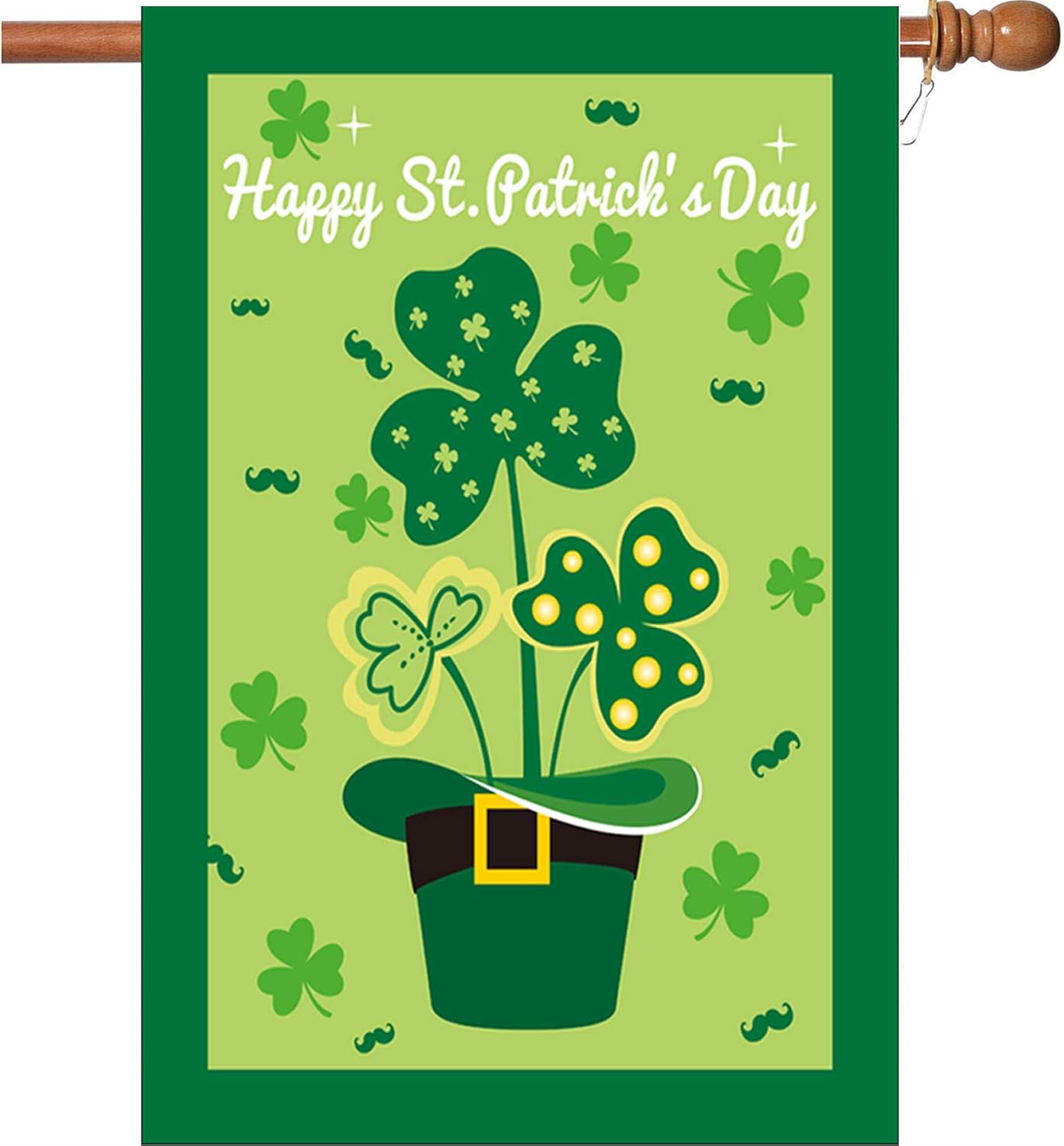 St Patrick's Day Flag,Shamrock/Hat St Patricks Flag 28 x 40 Inch Double ...