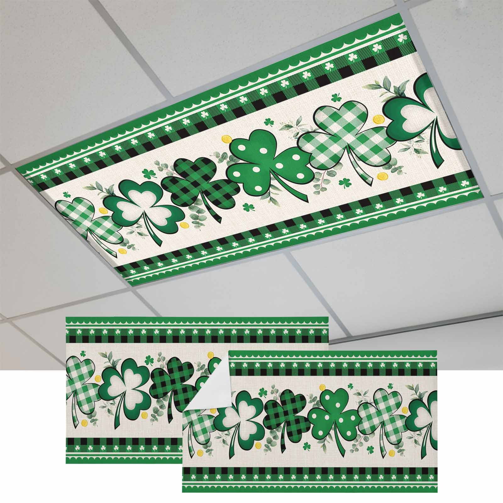 St. Patrick's Day Fluorescent Light Covers, Green Shamrock Farmhouse ...