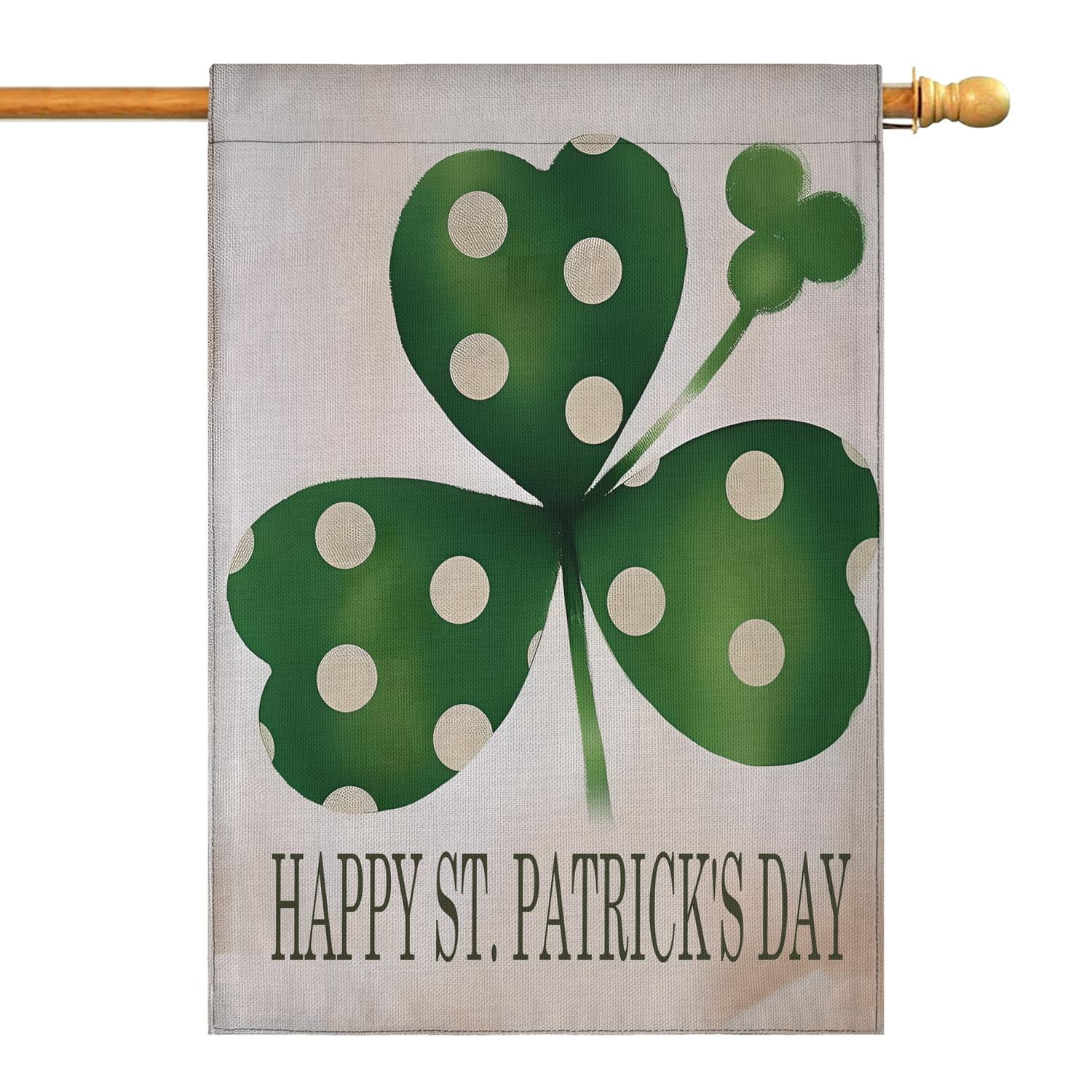 St. Patrick's Day Garden Flag Holiday Outdoor Flag Green Polka Dots ...