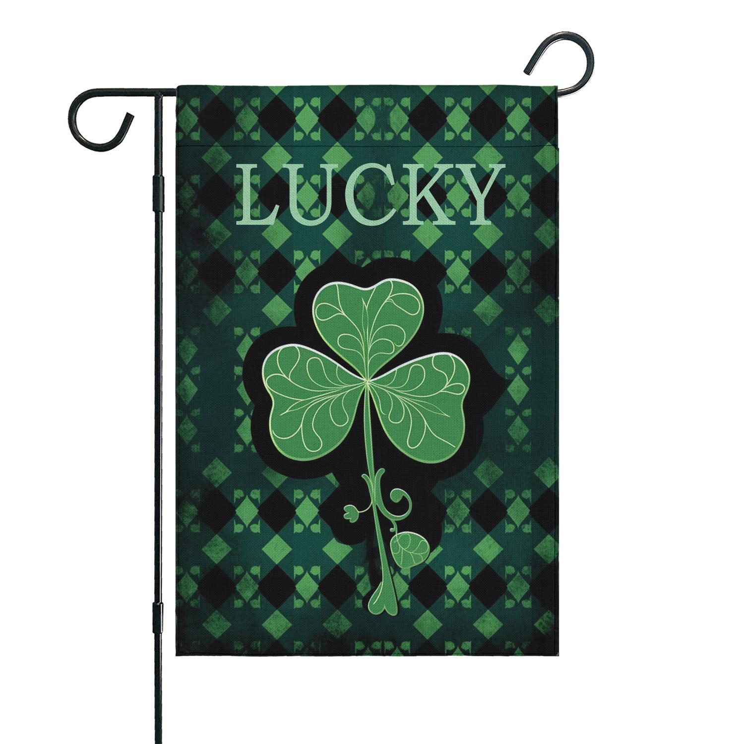 St.Patrick's Day Garden Flag Irish Garden Flag Shamrock Buffalo Check ...