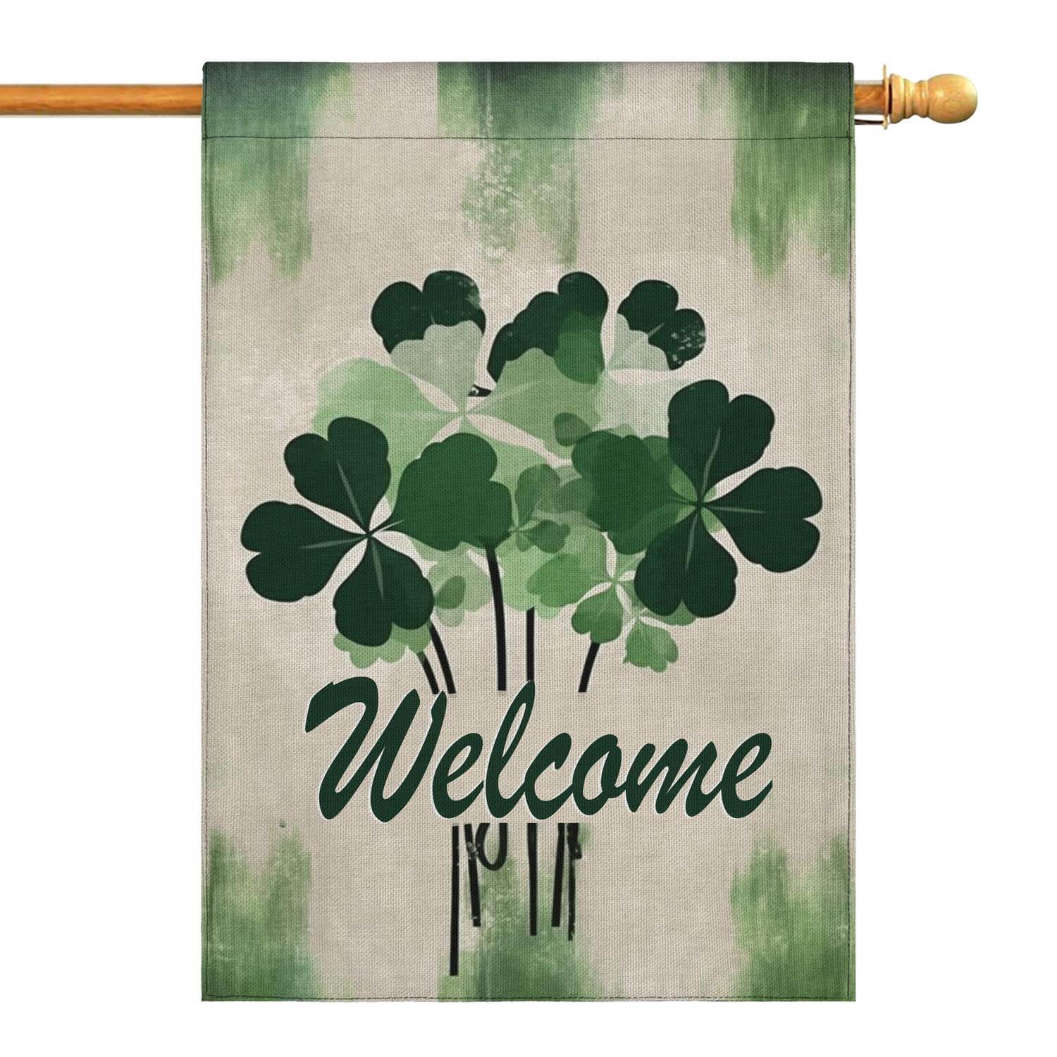 St. Patrick's Day Garden Flag Irish Garden Flag Shamrock Clovers Green ...
