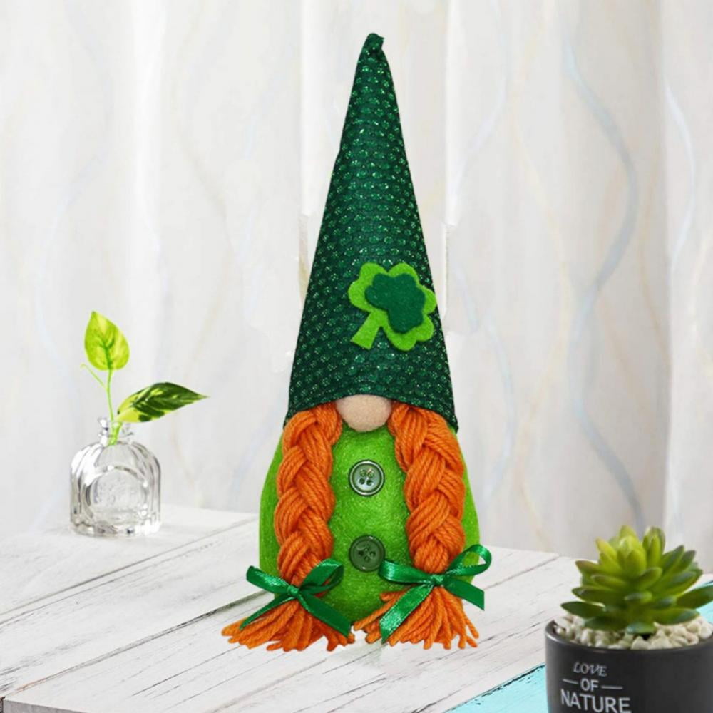 St.Patrick's Day Gnome Plush Elf Decorations - Mr and Mrs Green Buffalo Check Plaid Handmake ...