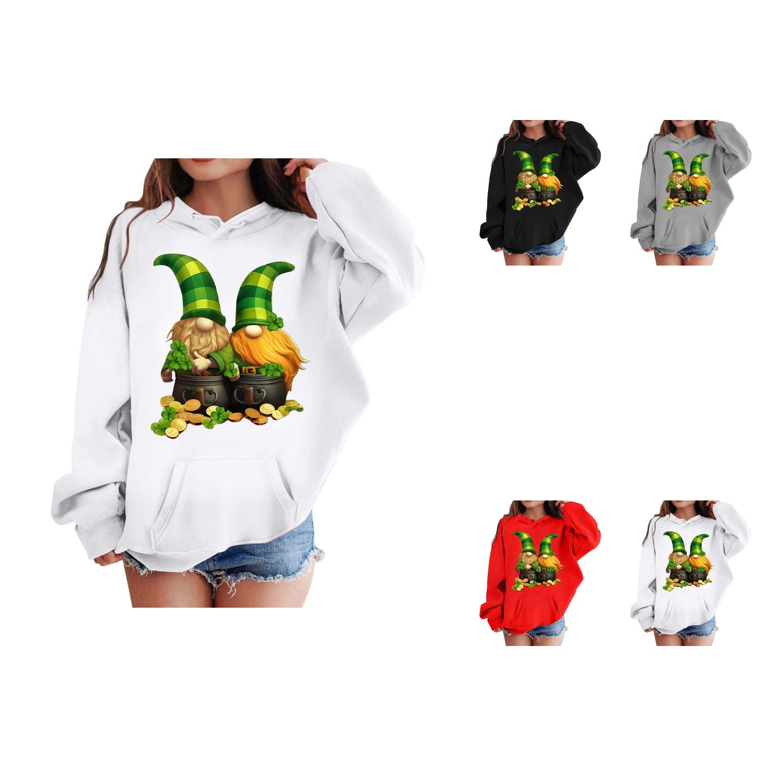 St Patrick's Day Graphic Hooded Sweatshirt for Kids, Cozy Long Sleeve ...