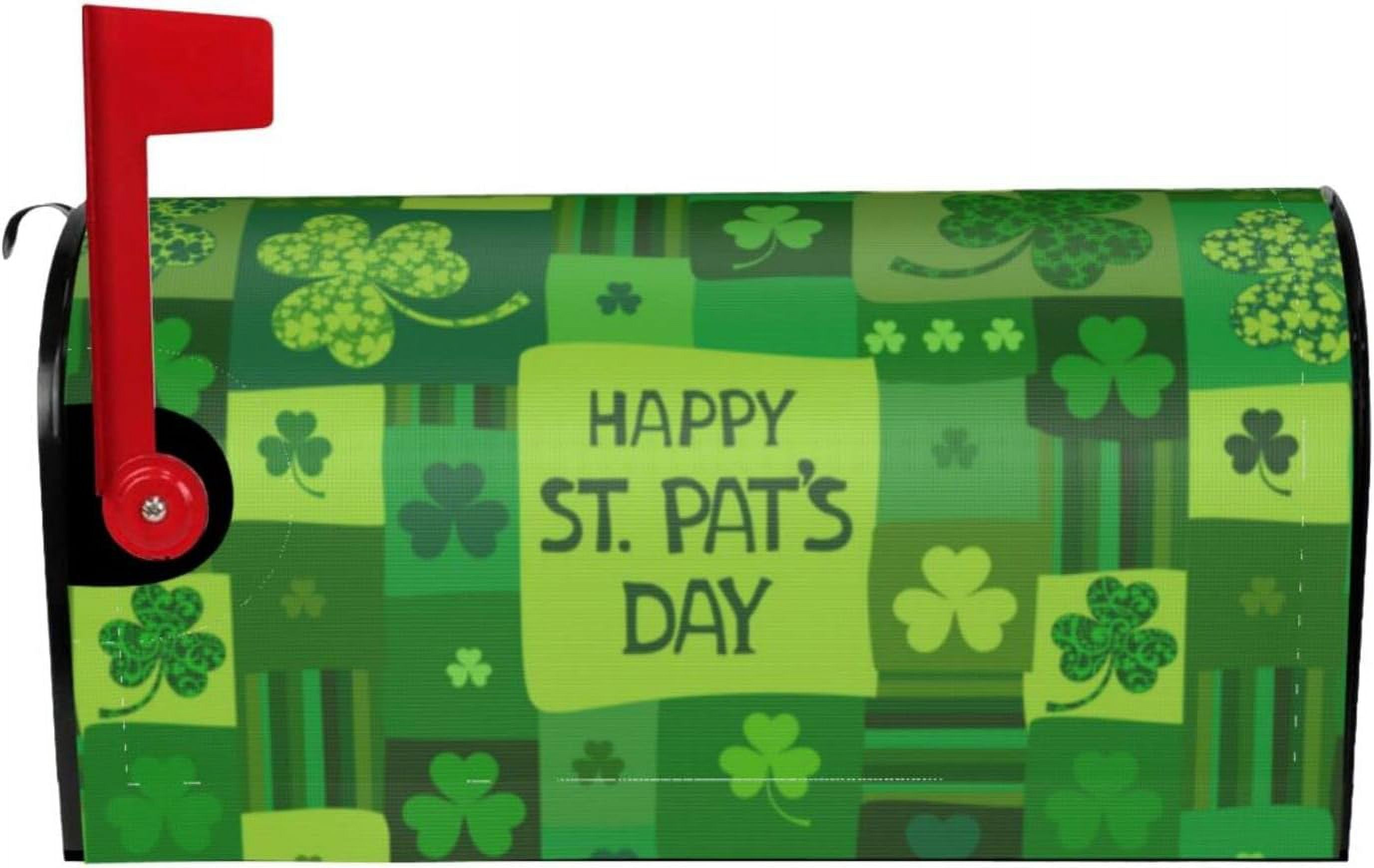 St. Patrick''s Day Green Plaid Clover Mailbox Magnetic Post Mailbox ...
