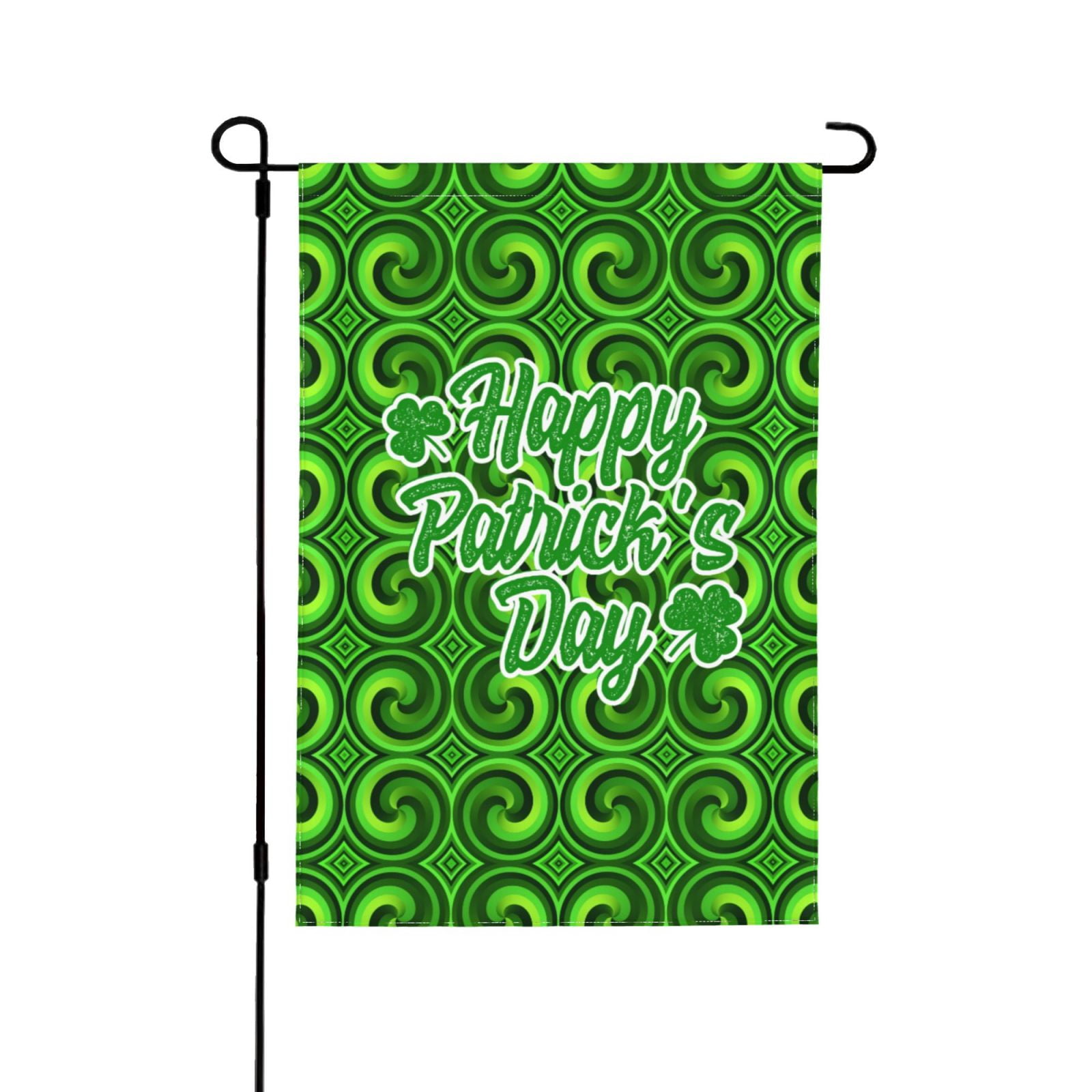 St. Patrick's Day Green Psychedelic Pattern Day Garden Decor Flags ...