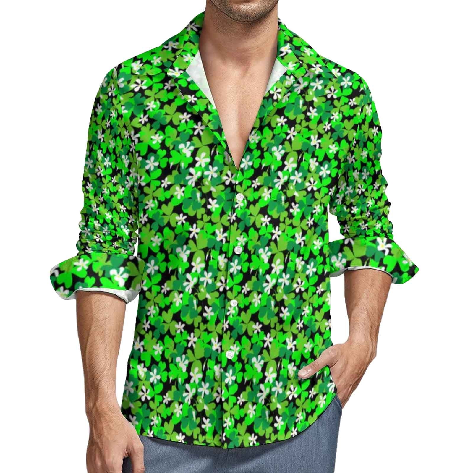 St. Patrick's Day Hawaiian Shirt for Men Irish Printed Casual Long ...