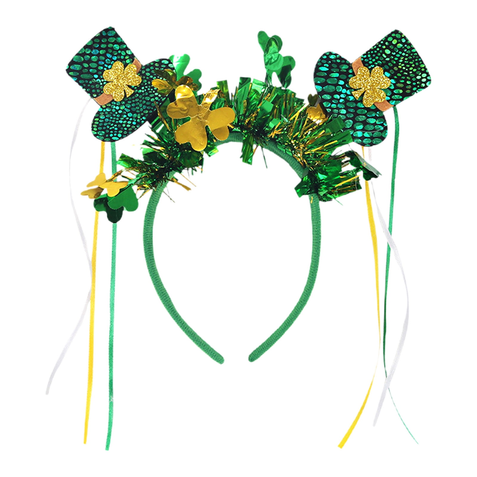 St. Patrick's Day Headband Glitter Shamrock Top Hat Hair Hoop Festive ...