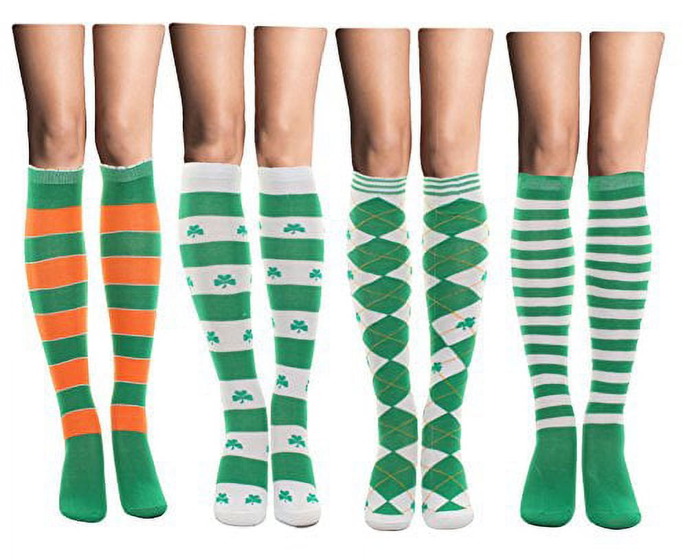 St. Patrick's Day Irish Shamrock Crew Socks Size 9-11 Knee High St ...