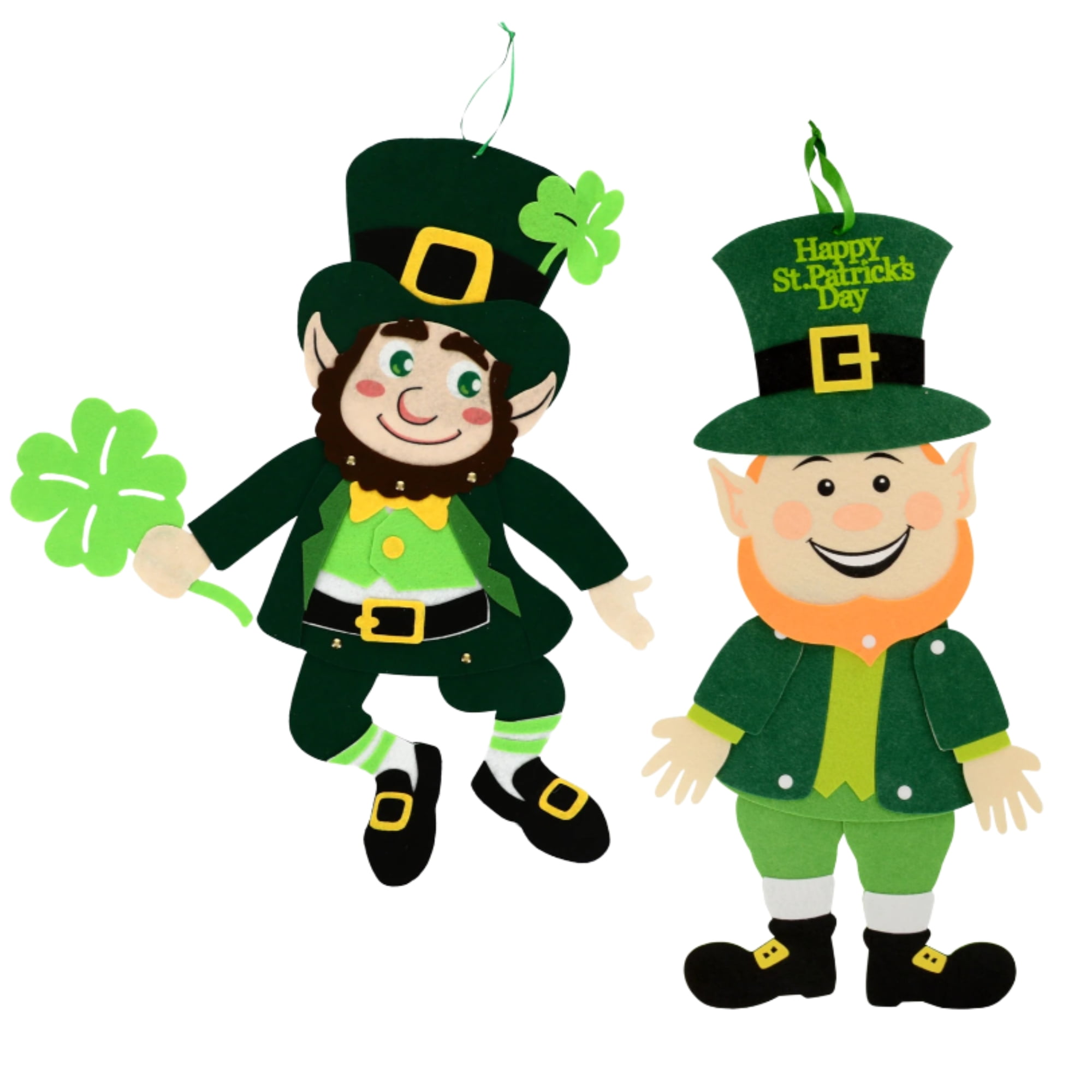 St.Patrick's Day Jointed Felt Leprechauns Smiling & Standing Felt ...
