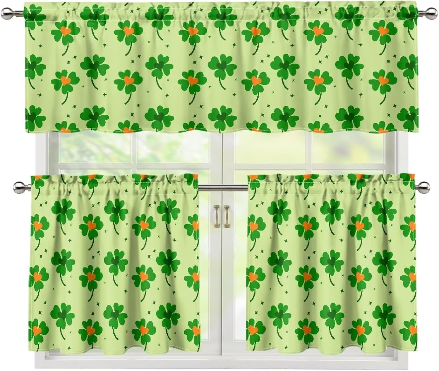 St. Patrick''s Day Kitchen Cafe Window Tier Curtains and Valance 3 ...