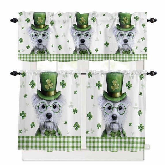 St. Patrick's Day Kitchen Curtains Valances and Tiers Set of 3 Green ...