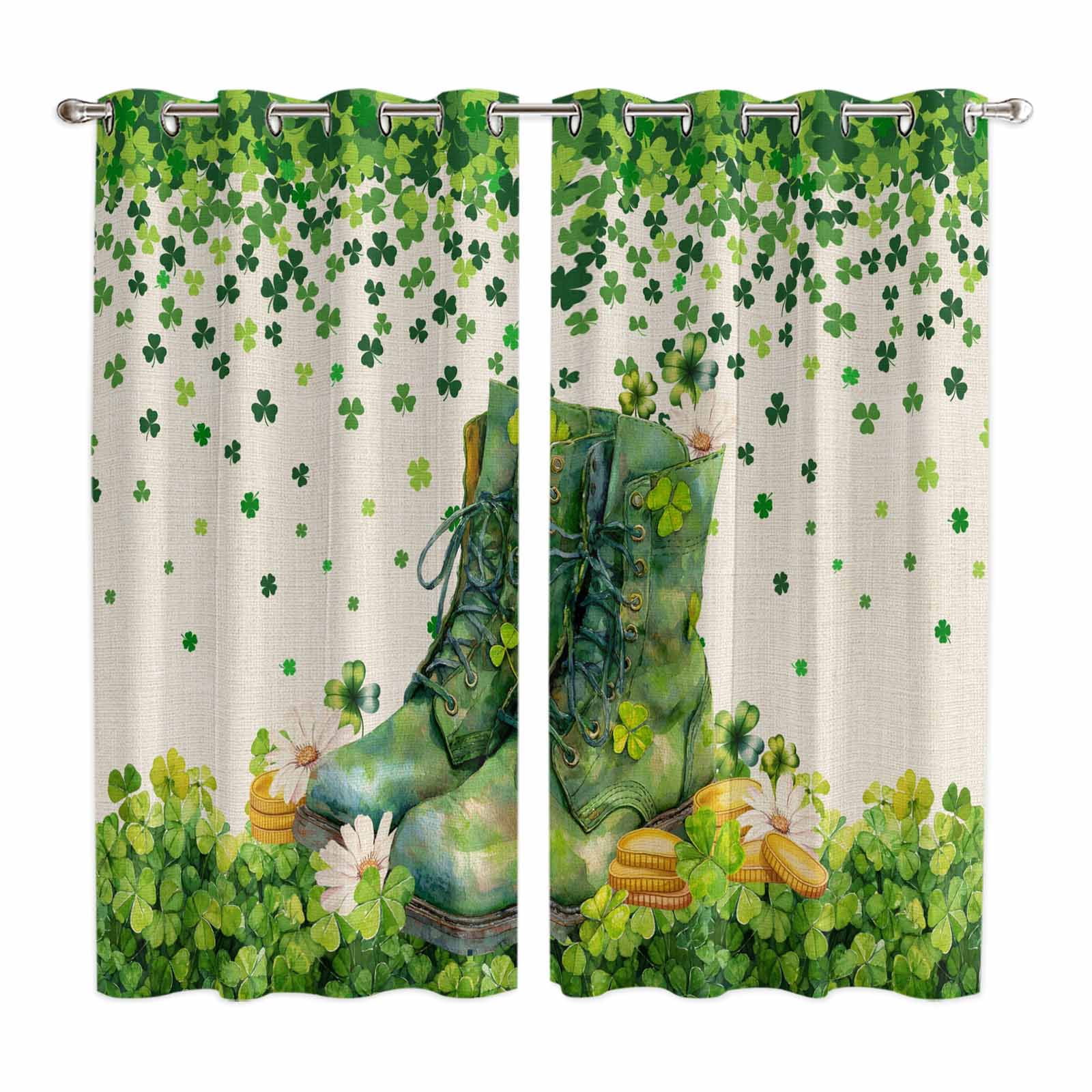 St. Patrick's Day Kitchen Curtains Window Panels, Country Retro Green ...