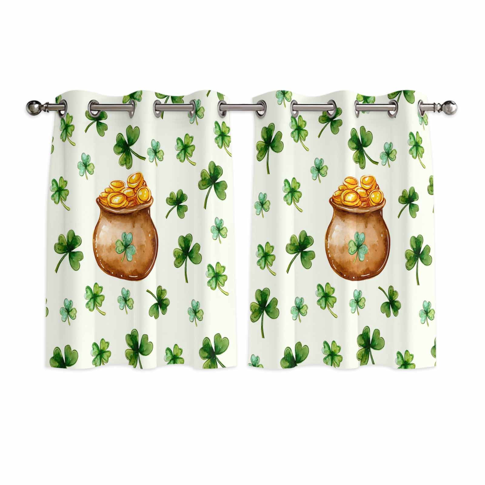 St. Patrick's Day Kitchen Curtains Window Panels, Spring Gold Coin ...