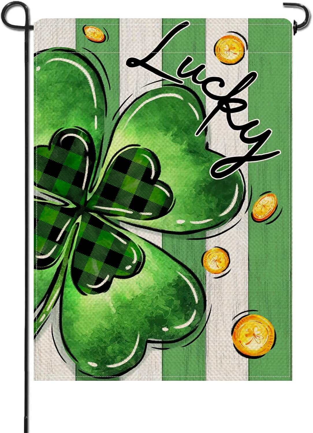 St. Patrick's Day Lucky Shamrock Clover Decorative Garden Flag, Green ...