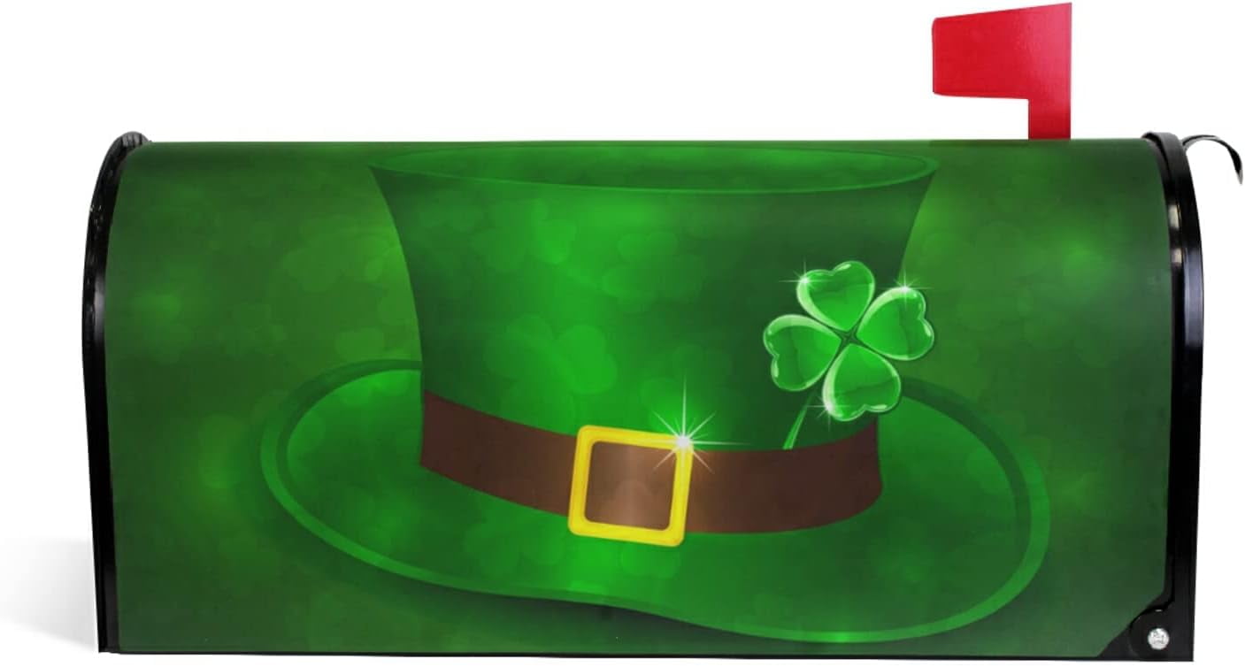 St. Patrick''s Day Magnetic Mailbox Cover, Green Leprechauns Hat and ...