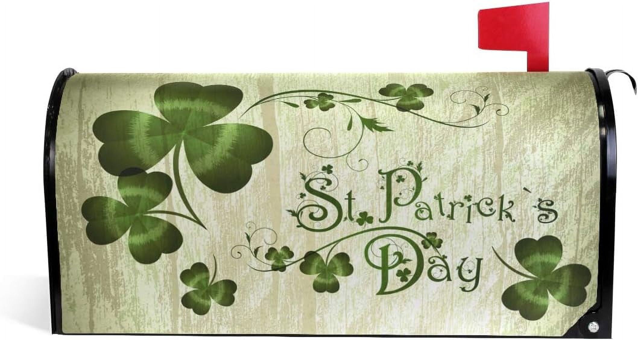St Patrick''s Day Magnetic Mailbox Cover Shamrocks Lucky Clover Leaves ...