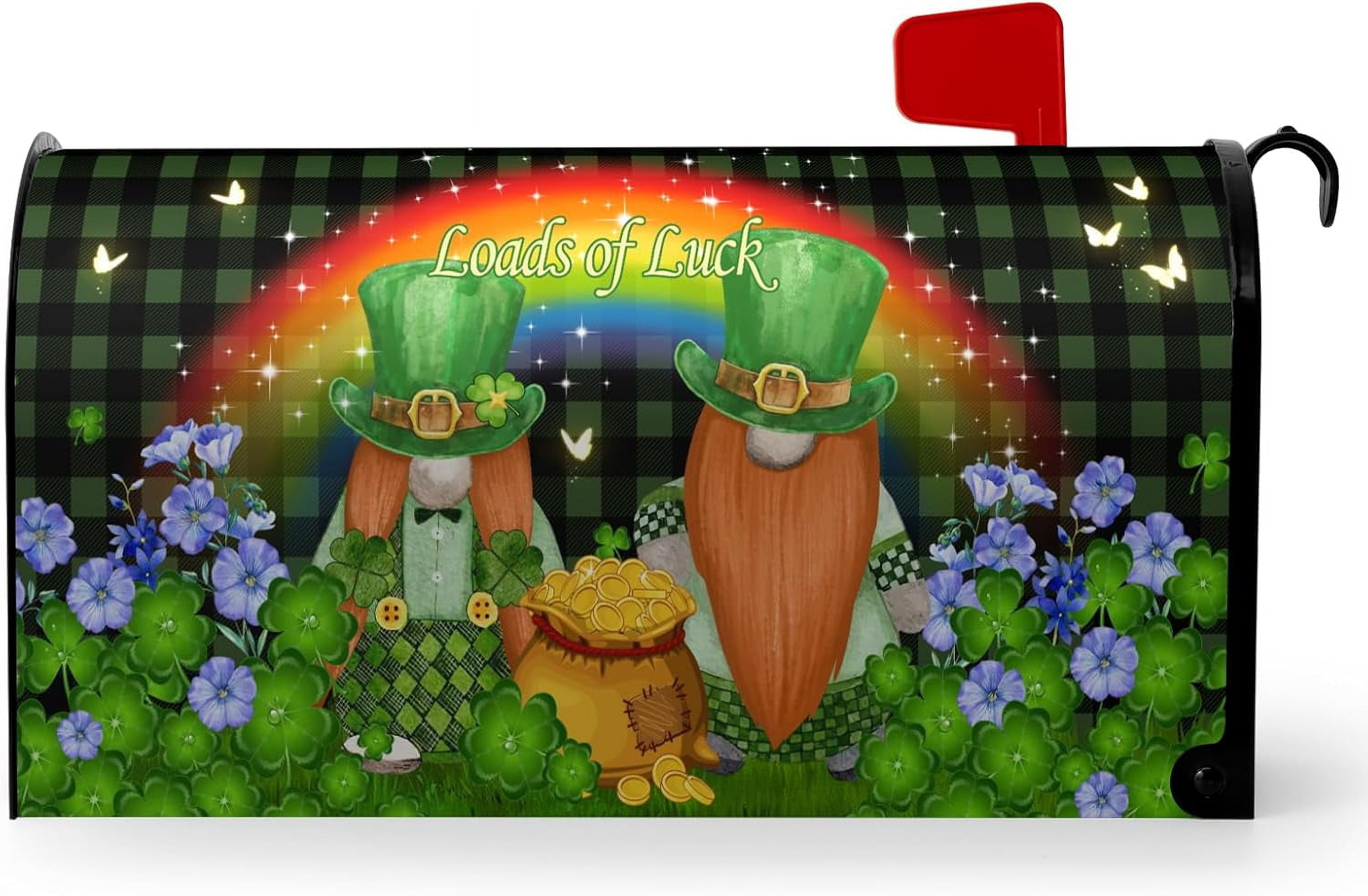 St. Patrick's Day Mailbox Cover Green Checkered Gnomes Oversized ...