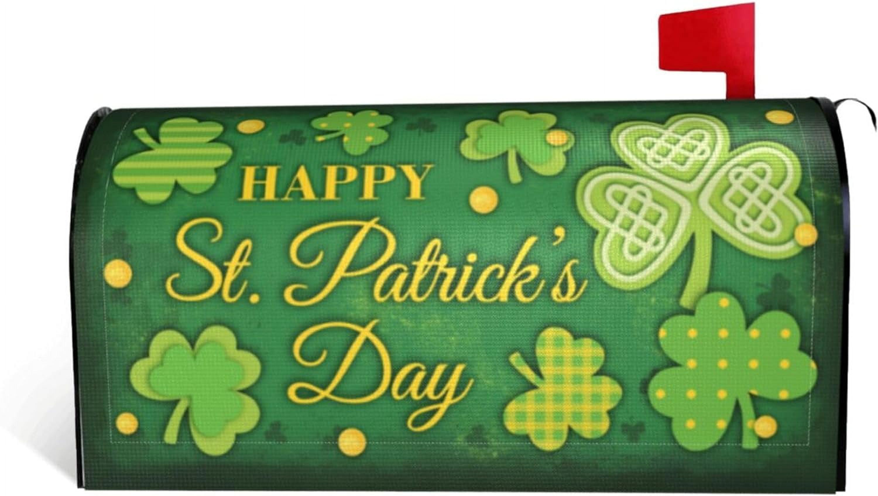 St. Patrick's Day Mailbox Cover Magnetic Shamrock Mailbox Wraps Post ...
