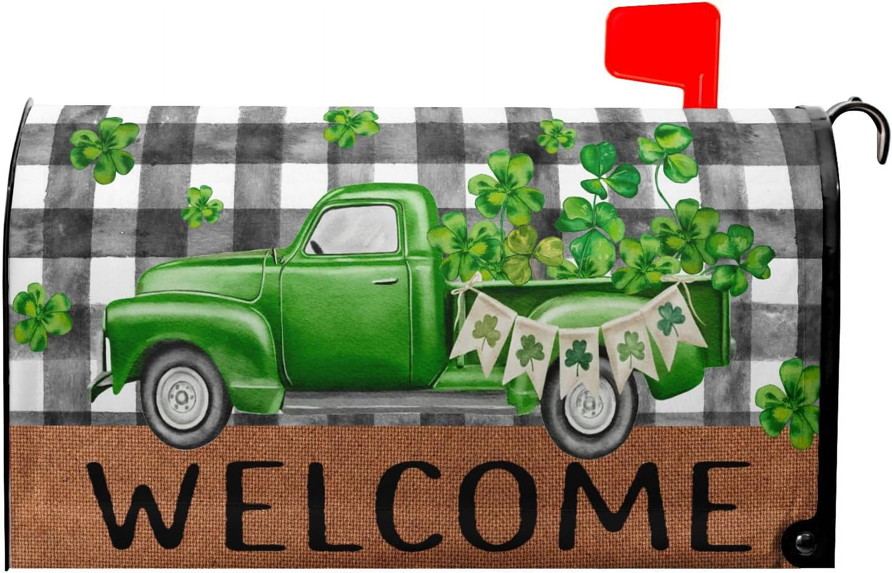 St Patrick''s Day Mailbox Covers Magnetic Buffalo Check Lucky Shamrock ...