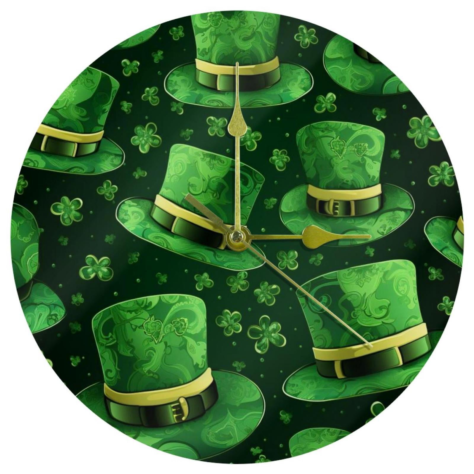 St. Patrick's Day Modern Round Acrylic Wall Clock, 9.8 Inches, Silent ...