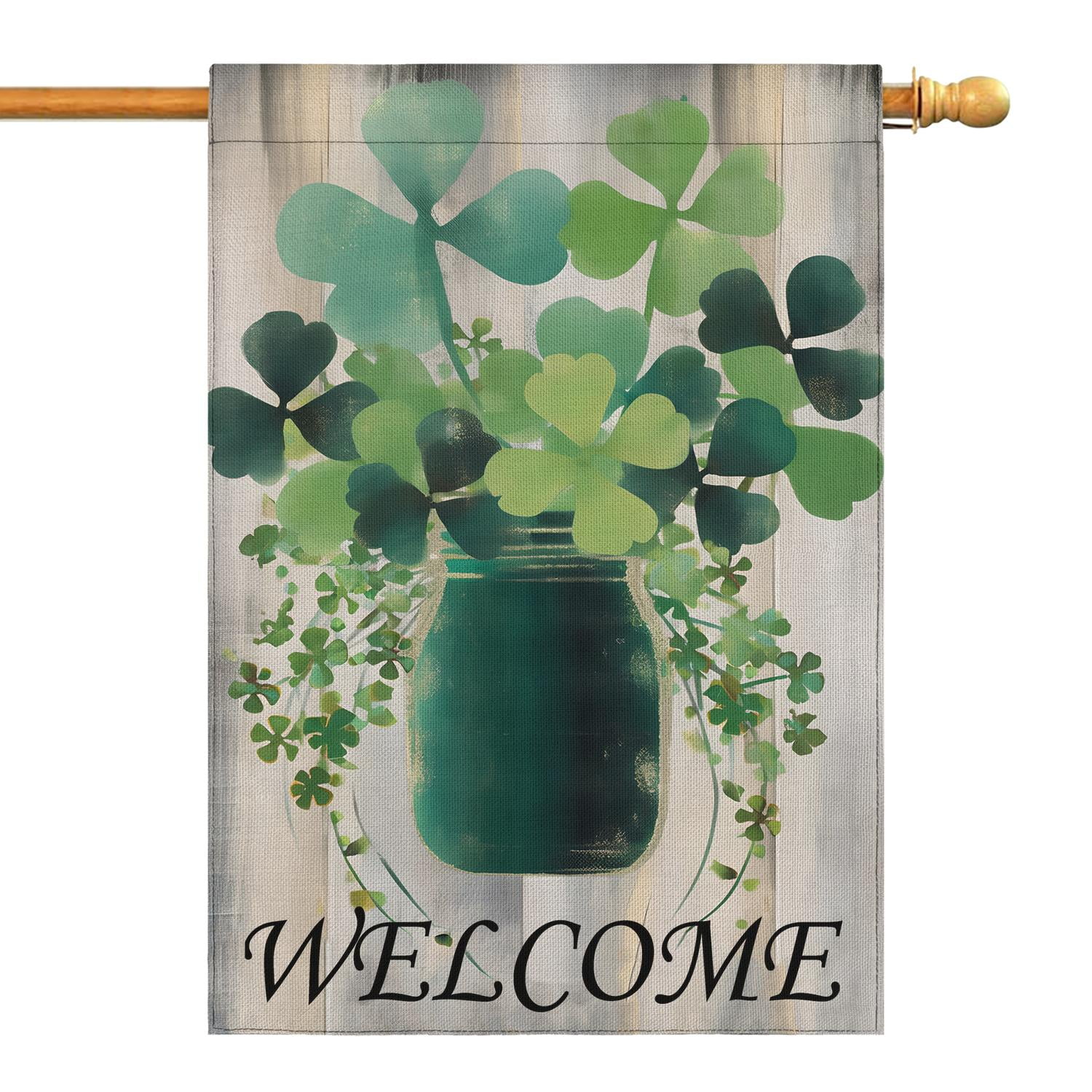 St. Patrick's Day Outdoor Flags Irish Garden Flag Green Shamrocks ...