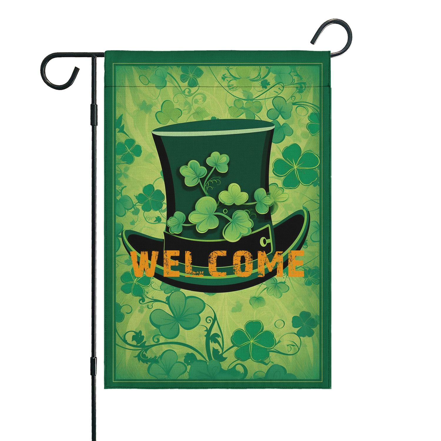 St. Patrick's Day Outdoor Flags Irish Garden Flag Leprechaun Hat ...